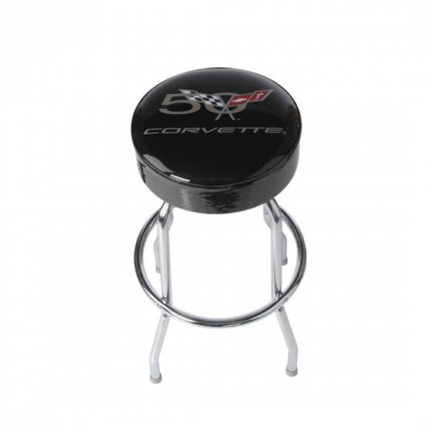Corvette Counter Stool, 50th Anniversary Emblem | Corvette Depot