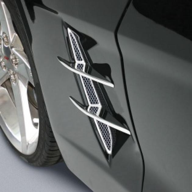 Corvette Side Fender Screen & Dual Blade Set, Billet Aluminum, Chrome ...