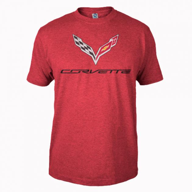 Corvette C7 Corvette Logo Flag T-Shirt, Red | Corvette Depot