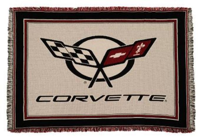 Corvette Woven Throw Blanket, with C1-C6 Logos | Corvette Depot