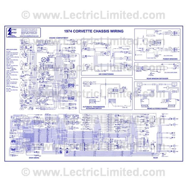 Lectric Limited 1974 Chevrolet Corvette Wiring Diagram VWD7400 ...