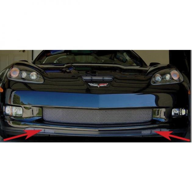 Corvette C6 Z06 Custom RaceMesh® Front Bumper Apron Grilles, 2006-2013 ...