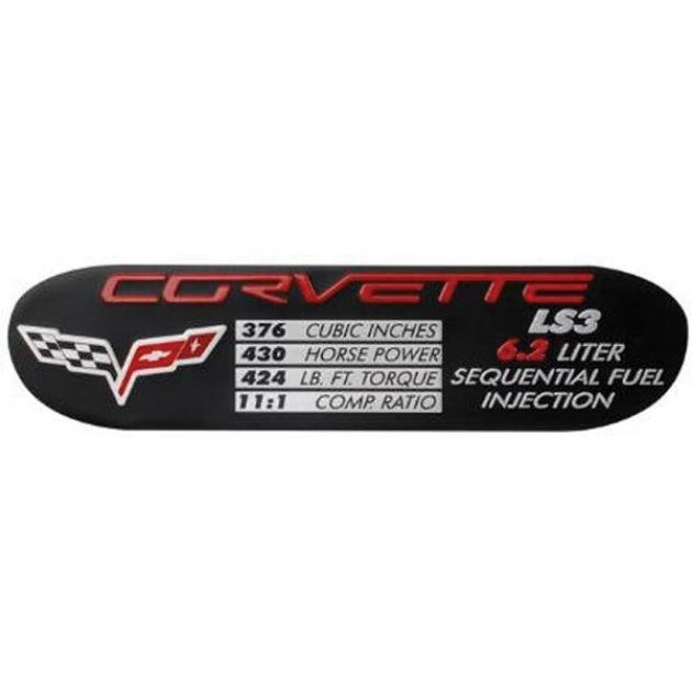 Corvette Engine Specification Plate, LS3, 2008-2013 | Corvette Depot
