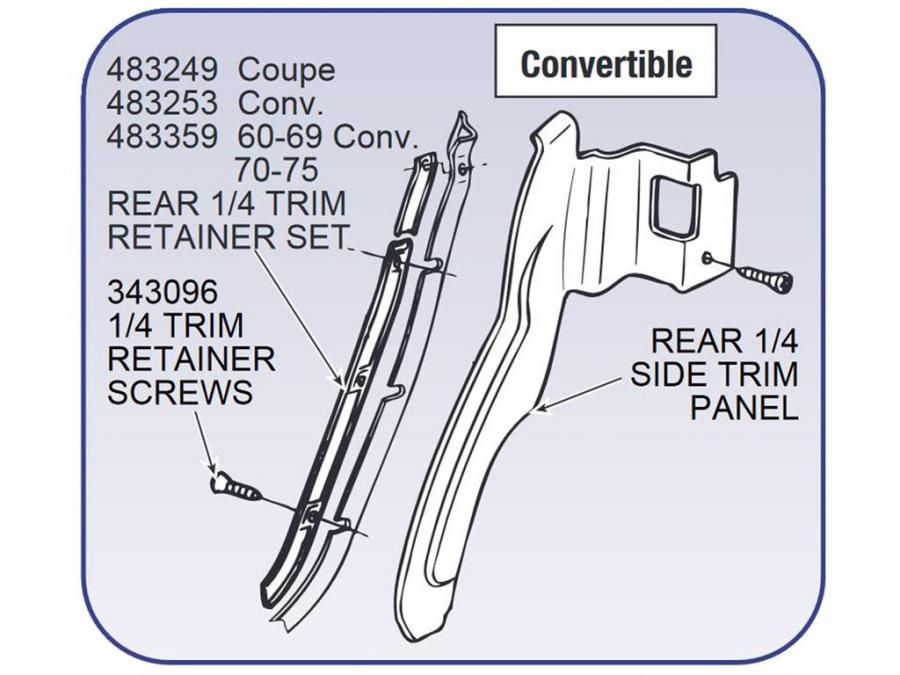 68-77 Interior Rear Quarter Trim Panel Retainer Set - Coupe | Corvette ...