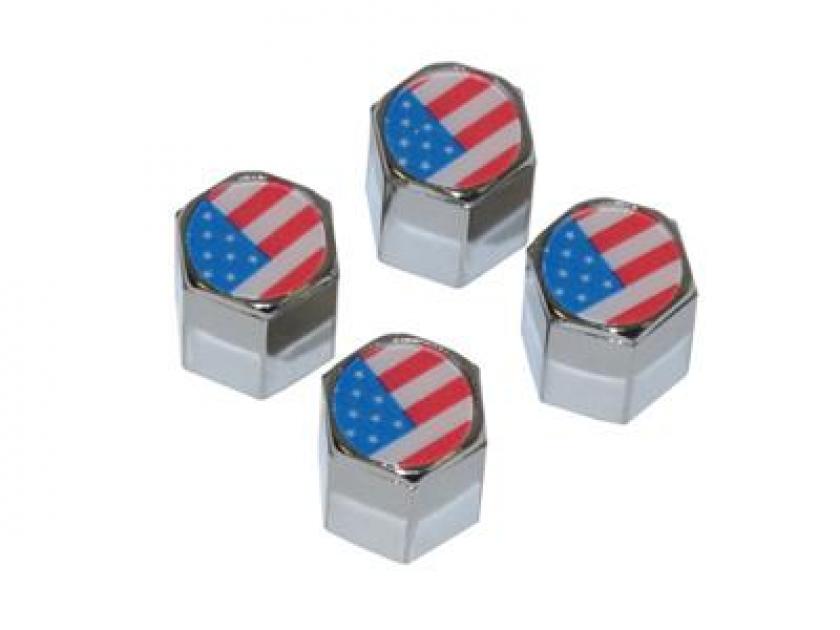 American Flag Logo Valve Stem Caps Set Of 4 | Corvette Depot