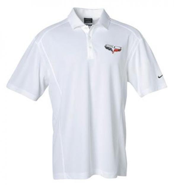 Polo Shirt - C6 60th Anniversary White Nike Dri-fit | Corvette Depot