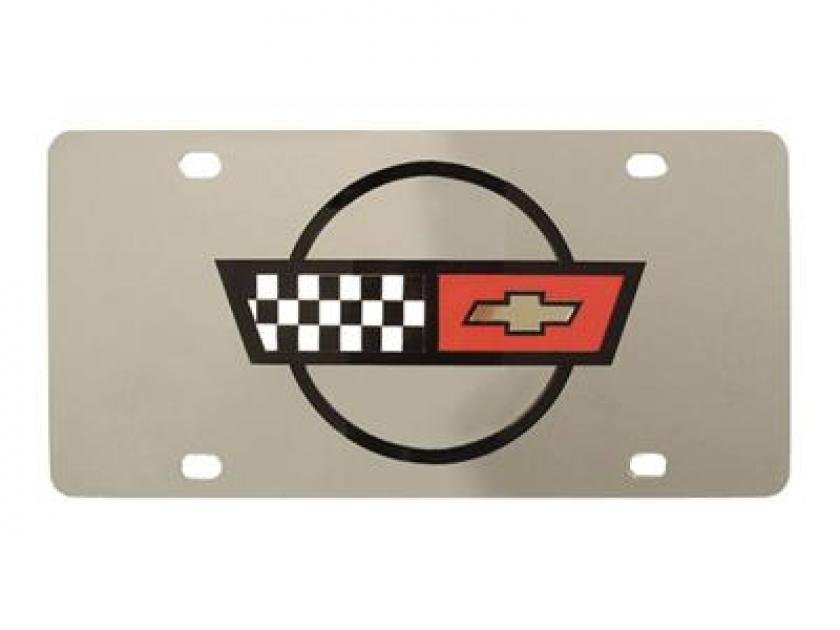 License Plate - Stainless Steel 84-96 C4 Logo | Corvette Depot