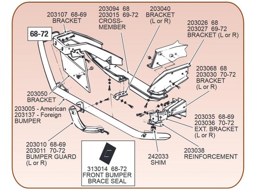 69-72 Crossmember Extension Bracket to Frame Left | Corvette Depot
