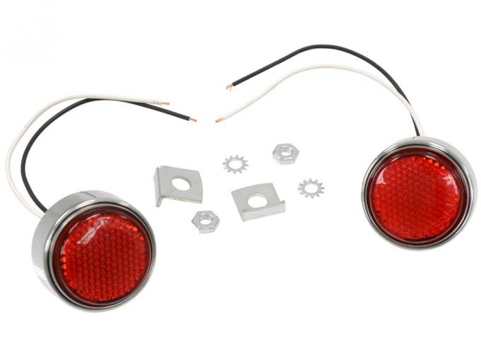 58-60 LED Rear Reflector Set With Chrome Bezel | Corvette Depot
