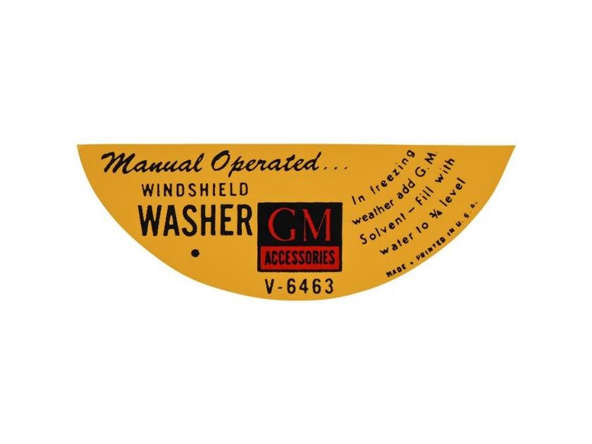 1953-1955 Manual Operated Windshield Washer Lid Yellow GM Decal ...