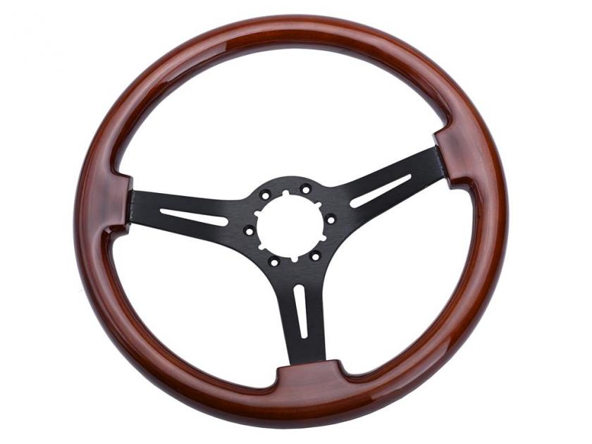 1969-1982 Corvette Steering Wheel - Black 3 Spoke Mahogany Laminated ...