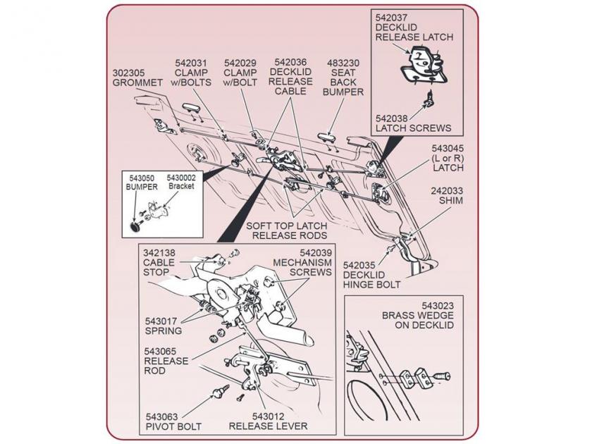 68-69 Deck Lid Alignment Wedge - On Lid Brass | Corvette Depot