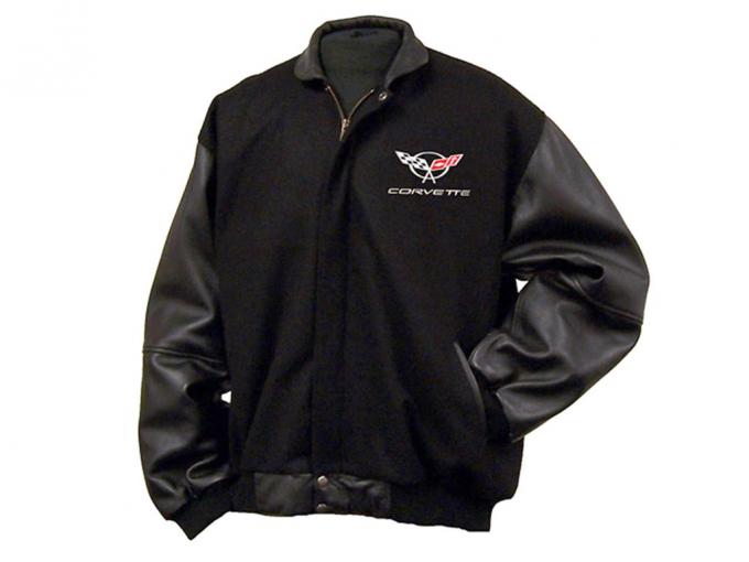Jacket Black Varsity With C5 Embroidered Emblem | Corvette Depot