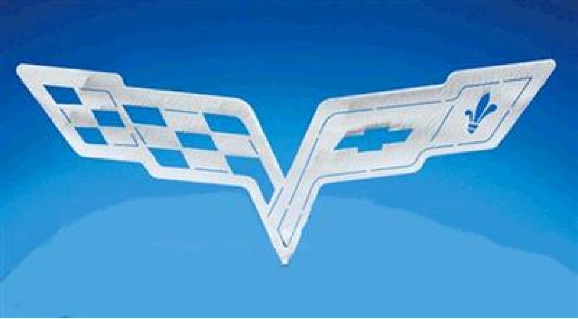 36" Car Art Work Brushed Metal Wall Hanging - C6 Emblem | Corvette Depot