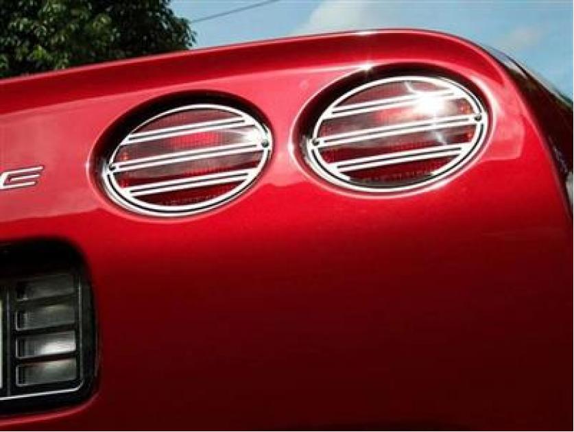 97-04 Polished Stainless Steel Slotted Tail Lamp Louvers | Corvette Depot
