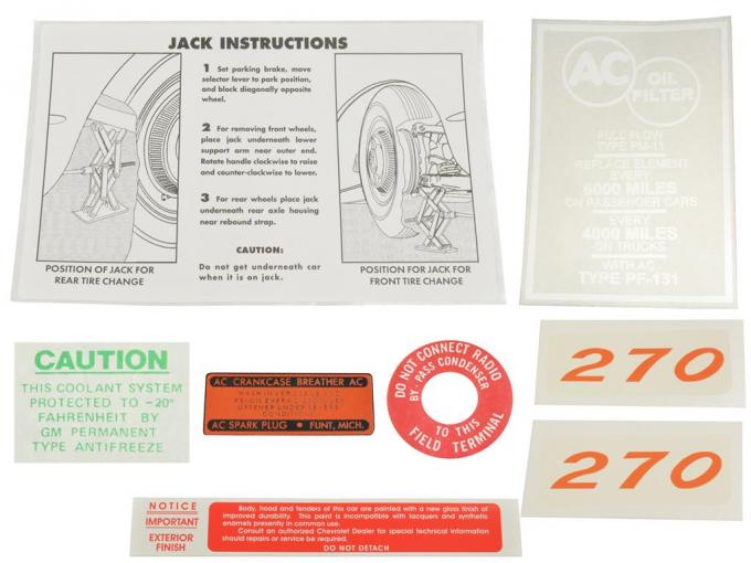 57 Decal Set - 270 Horsepower - 8 Pieces | Corvette Depot