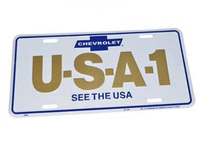 License Plate - Chevrolet USA-1 See The USA - Aluminum | Corvette Depot