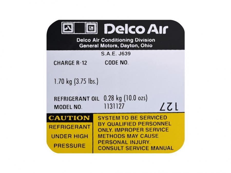 1979 Air Conditioning Compressor Decal - Delco (Square Shape ...