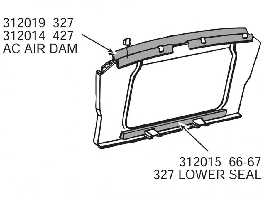 66-67 Radiator Air Dam - 427 Air Conditioning Upper With Clips ...