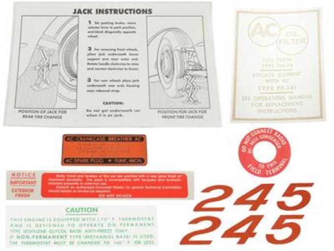 58 Decal Set - 245 Horsepower - 8 Pieces | Corvette Depot