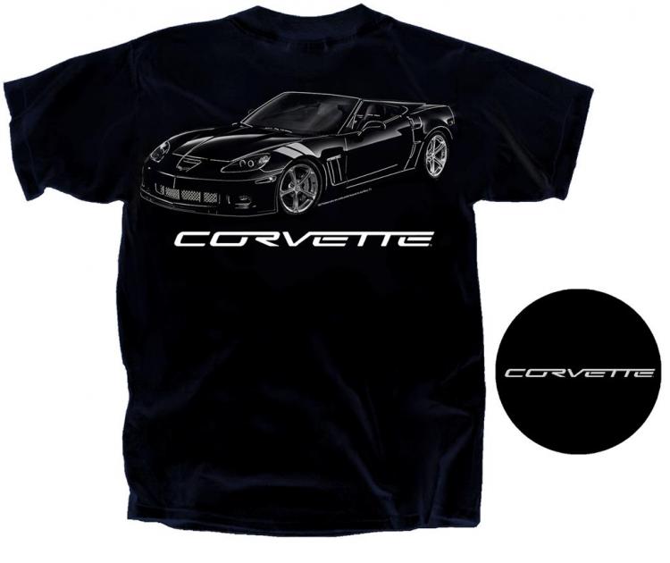 T-Shirt - C6 Grand Sport Ghost Print On Black | Corvette Depot