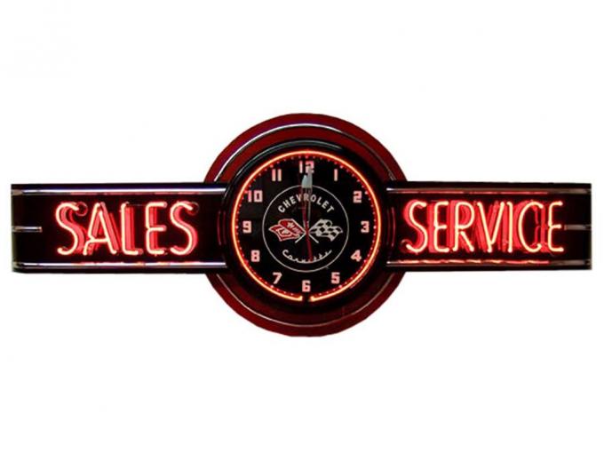 C1 Sales / Service Neon Sign / Clock - 72" | Corvette Depot