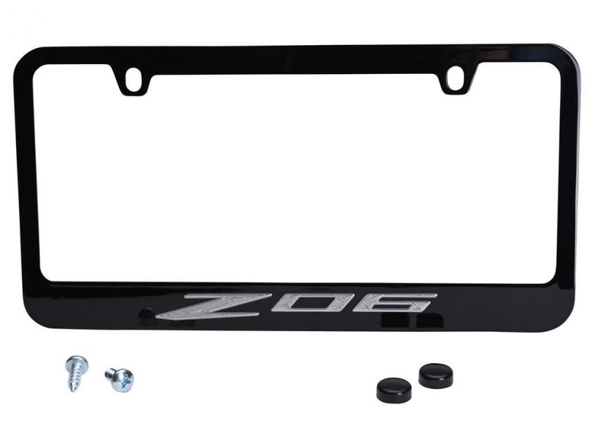 2023 License Plate Frame / Bezel - C8 Z06 Logo - Black | Corvette Depot