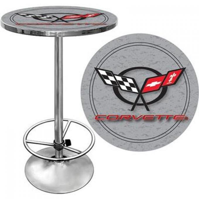 28" Silver Pub Table With C5 Logo | Corvette Depot