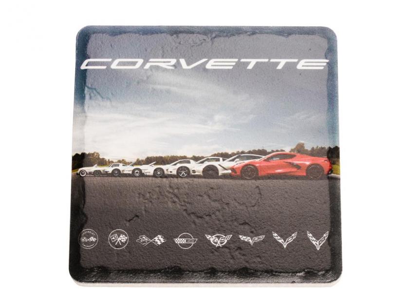 8 Generations Cars & Emblems Stone Tile Coaster | Corvette Depot