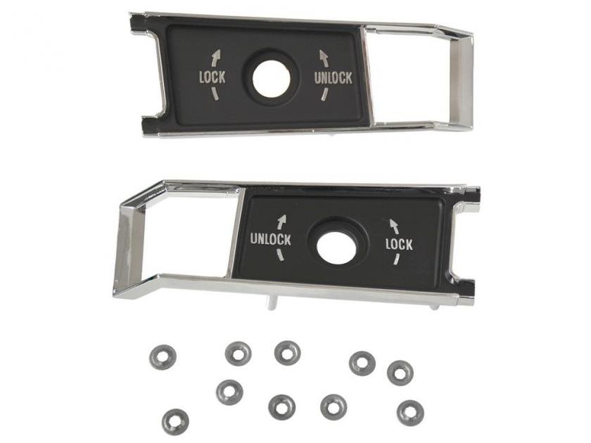 68-77 Door Release Handle / Lock Knob Bezels on Door Panel - Pair ...