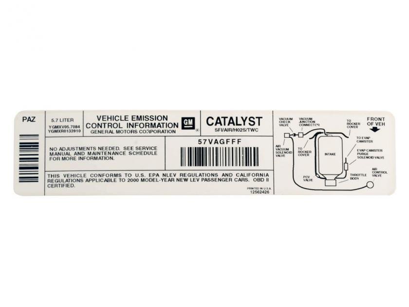 00 Decal - California Emission ( PAZ ) | Corvette Depot