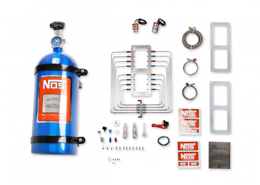 NOS Supercharger Nitrous System, Polished Injector Plate, Red & Blue ...