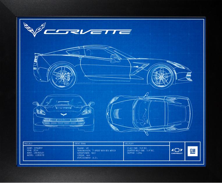 C7 Corvette Framed Blueprint | Corvette Depot