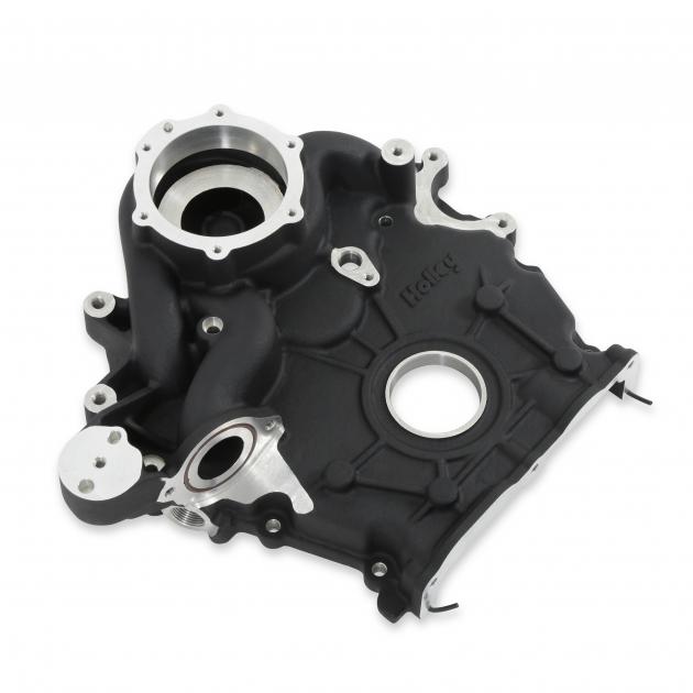 Holley Timing Cover, Water Pump Manifold, Black 97-418 | Corvette Depot